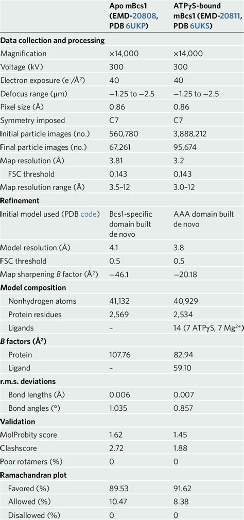 Cryo Em Data Collection Model Refinement And Validation Statistics Download Scientific Diagram