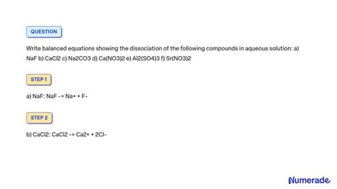 Solved Write Balanced Equations Showing The Dissociation Of The
