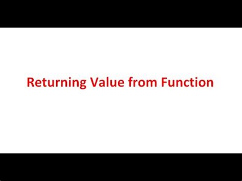 Lecture Returning Value From Function Return A Value From A Function Using C YouTube