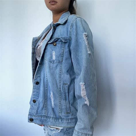 Ripped Light Wash Jean Jacket The Coolest Unisex Depop