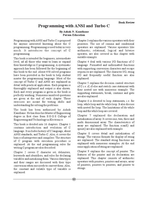 Programming With Ansi And Turbo C 545150379 Download Free Pdf C Programming Language