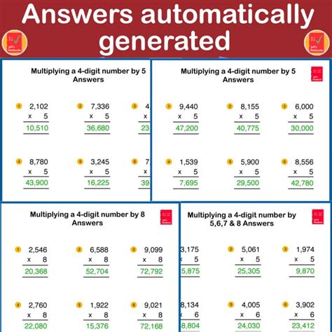 Multiplying 4 Digit By 1 Digit Numbers Standard Algorithm By Jeffs Notebooks