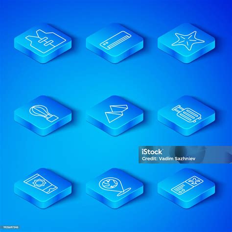 튜브 이집트 피라미드 지구본의 위치 여행 가방 불가사리 열기구 구명 조끼 및 항공권 아이콘에 선 자외선 차단제 크림을 설정합니다 벡터 3차원 형태에 대한 스톡 벡터 아트 및