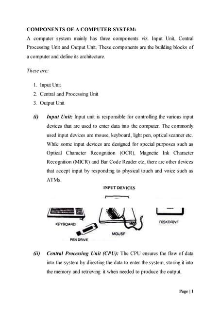components of a computer system pdf