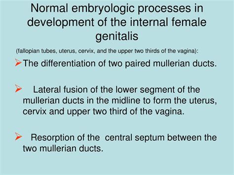 PPT Normal And Abnormal Embryology Of The Female Genital Tract PowerPoint Presentation ID