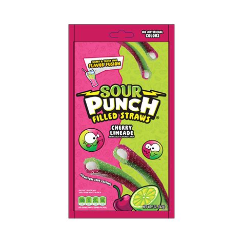 Sour Punch Filled Straw Cherry Limeade 5 Oz 12 Pack Great West