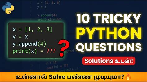 Top 10 Python Questions Python Quiz In Tamil 2026test Your Coding