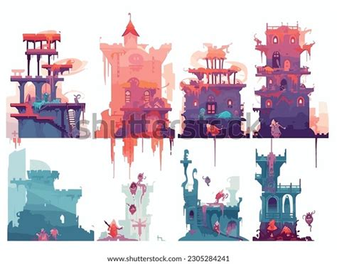 2d Vector Illustration Platformer Style Game Art Assets Level Map