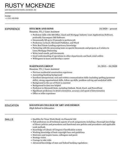 Loan Assistant Resume Samples Velvet Jobs