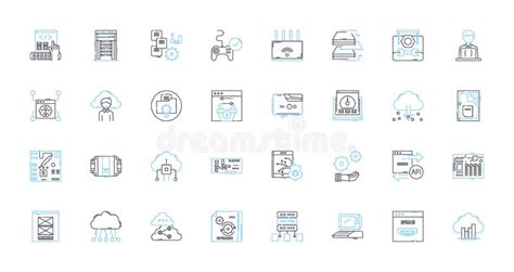 Big Data Linear Icons Set Analytics Algorithms Business Cloud