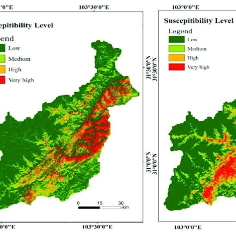 Landslide Susceptibility Maps Using Random Forest Rf Left And