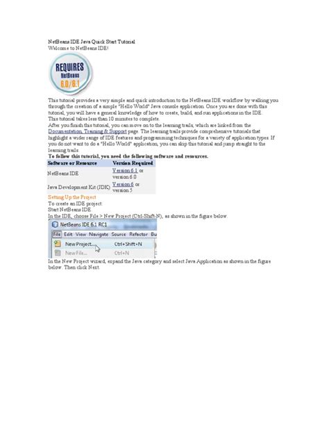 Netbeans Ide Java Quick Start Tutorial Pdf Net Beans Applications
