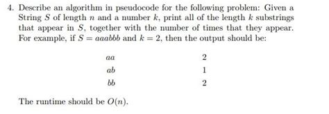 Solved Describe An Algorithm In Pseudocode For The Chegg Com