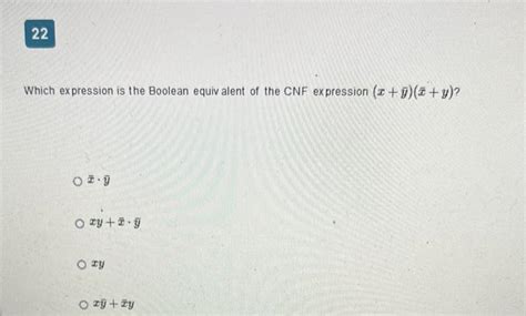 solved which expression is the boolean equiv alent of the