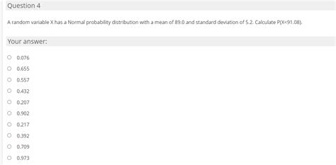 Solved Question A Random Variable X Has A Normal Chegg