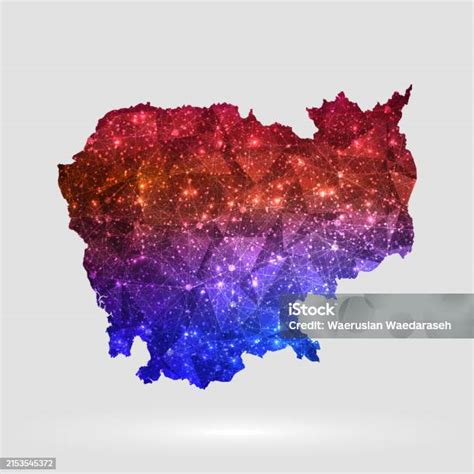 캄보디아지도 추상 다각형 기하학적 스타일 삼각형 모양 벡터 일러스트 레이 션 낮은 폴리 흰색 배경에 다채로운 0명에 대한 스톡 벡터 아트 및 기타 이미지 Istock