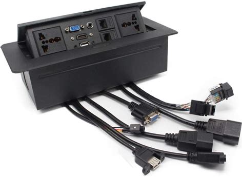 Table Connectivity And Data Box Pop Up Box Cable Cubby With HDMI VGA Audio LAN And Power
