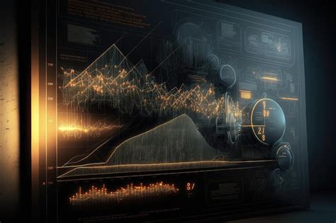 디지털 신경망 Ai 생성 예술에 대한 거래 시장 재무 그래프 및 빛나는 선 다이어그램 프리미엄 사진