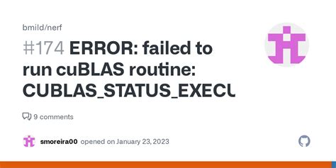 ERROR Failed To Run CuBLAS Routine CUBLAS STATUS EXECUTION FAILED Issue Bmild Nerf