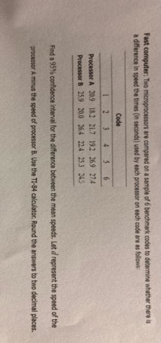 Solved Fast Computer Two Microprocessors Are Compared On A