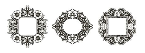 Premium Vector Floral Ornate Black Frames Set
