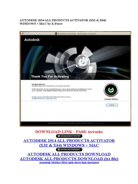 Autodesk 2014 All Products Activator Pdf Autodesk Auto Cad