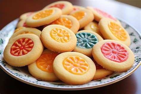 A Plate Of Assorted Biscuits With Icing Premium Ai Generated Image