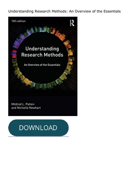 Download ⚡️ Pdf ️ Understanding Research Methods An Overview Of The Essentials