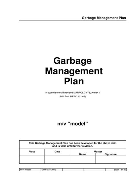 Gl Revised Garbage Management Plan Sample Pdf