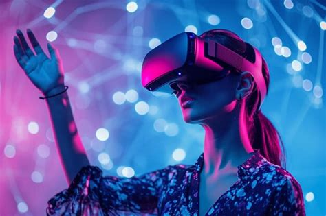 Premium Ai Image A Woman Wearing A Virtual Reality Headset