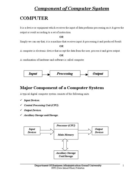 Componet Of A Computer System Pdf Printer Computing Computer
