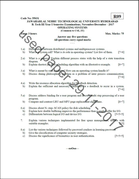 Jntuh Btech Operating Systems Novemberdecember 2017 Question Paper
