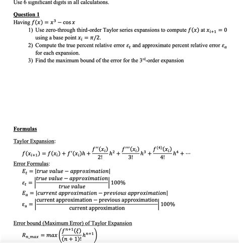 texts use 6 significant digits in all calculations question 1 having fx