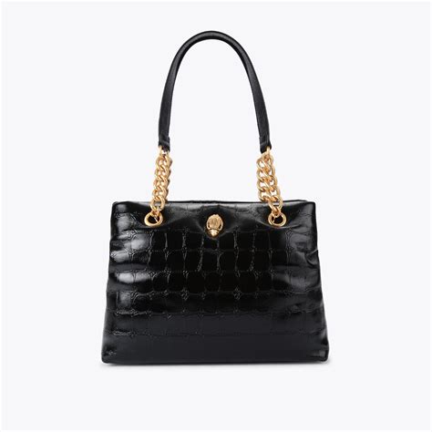 Kensington Tote Black Croc Embossed Tote Bag By Kurt Geiger London