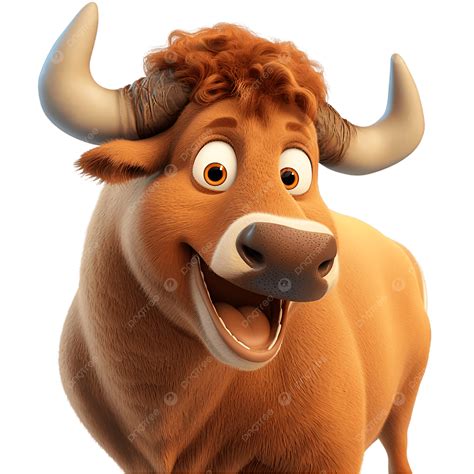 Toro Animado Amistoso Con Grandes Ojos Expresivos Y Una Sonrisa Segura