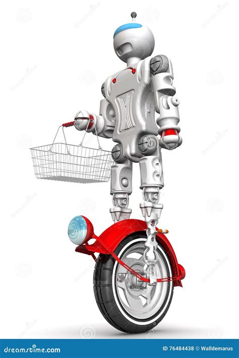 robot on unicycle stock image 76154755
