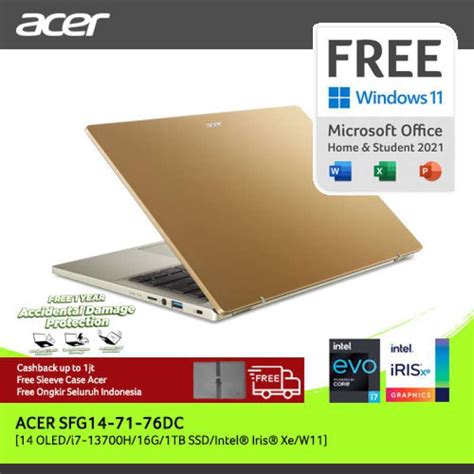 Jual Acer Laptop Swift Go Oled Sfg Dc Oled Intel Evo I H Ram Gb Storage Tb