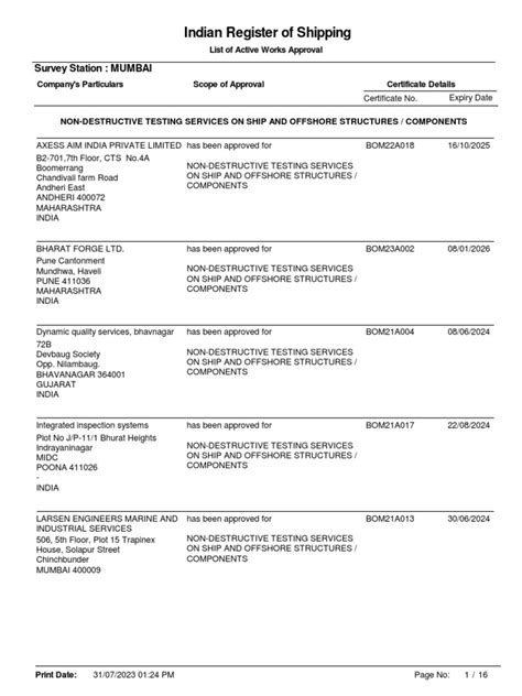 Irclass Approved Ndt Services Pdf United Arab Emirates Business