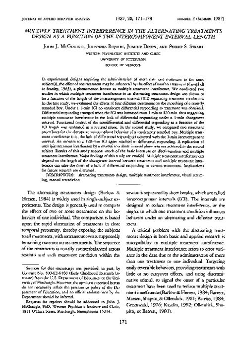 Pdf Multiple Treatment Interference In The Alternating Treatments