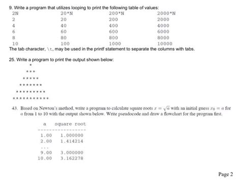Solved Write A Program That Utilizes Looping To Print The