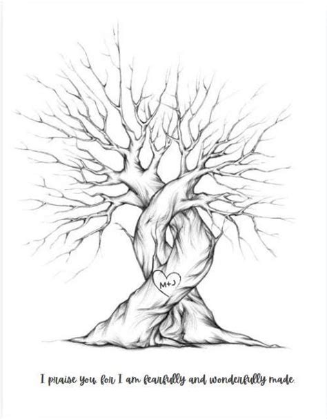 Gender Reveal Fingerprint Tree 100 Customizable Canva Template Etsy