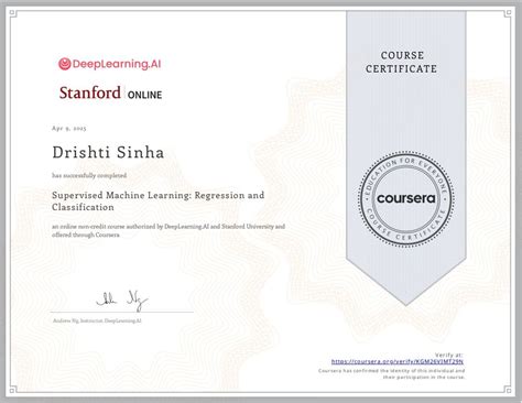 just wrapped up the supervised machine learning regression and classification course on