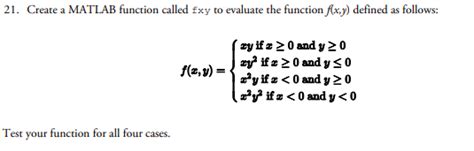 Solved 21 Create A Matlab Function Called Fxy To Evaluate