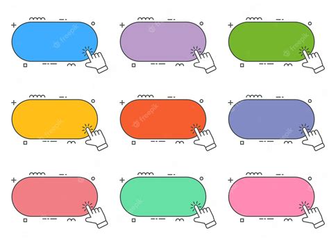 Premium Vector Hand Cursor With Click Here Banner Vector Set Action Button With Mouse Click