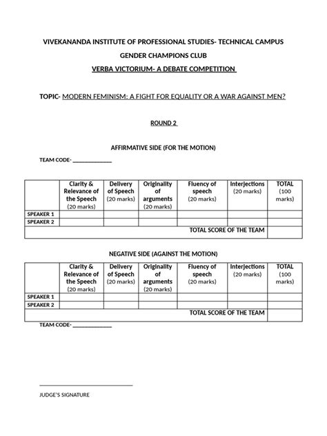 Marking Sheet Round 2 Pdf
