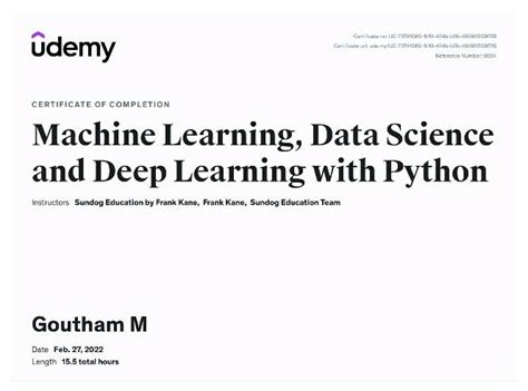 Goutham Murughan On Linkedin Udemy Deeplearning Datascience Ml Python Thankyou