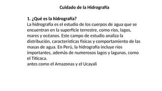 El Cuidado De La Hidrografia Del Peru Pptx