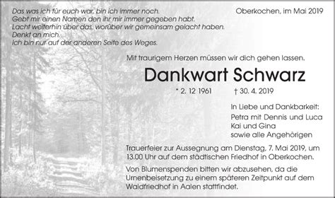 Traueranzeigen Von Dankwart Schwarz Ostalbtrauer