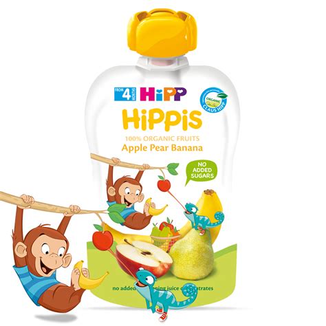 ხილის პიურე ვაშლი მსხალი ბანანი Hipp ორგანული