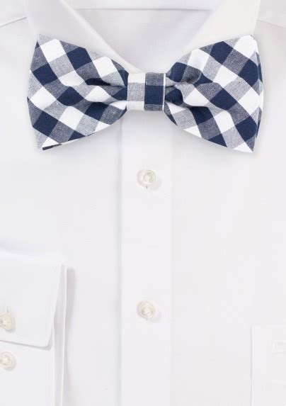 Gingham Bow Tie Gingham Check Bow Tie In Navy And White Mens